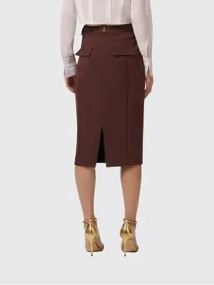 Elisabetta Franchi High Waist Monogram Print Crêpe Midi Pencil Skirt