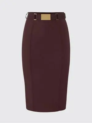 Elisabetta Franchi High Waist Monogram Print Crêpe Midi Pencil Skirt