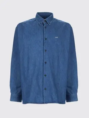 A.p.c. Cotton Shirt With Button-down Collar And Contrasting Logo