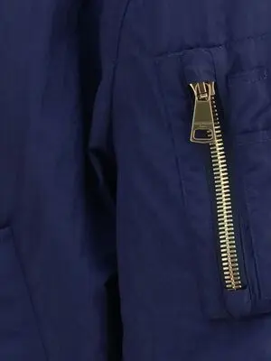 Balmain Nylon Bomber Jacket With Zip Closure And Patch Pockets - Blue