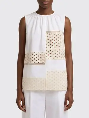 Marni Sleeveless Embroidered Cotton Top - White