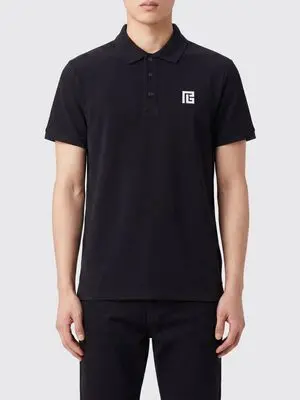 Balmain Slim Fit Short-sleeve Cotton Polo Shirt With Contrast Logo - Black