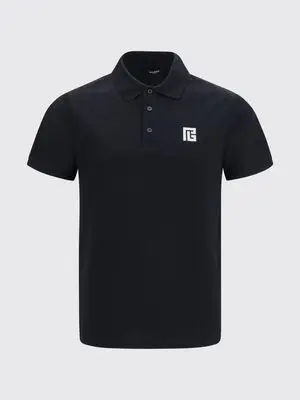 Balmain Slim Fit Short-sleeve Cotton Polo Shirt With Contrast Logo - Black