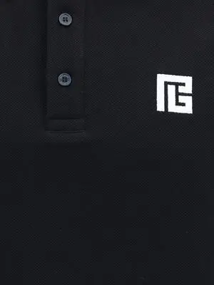 Balmain Slim Fit Short-sleeve Cotton Polo Shirt With Contrast Logo - Black