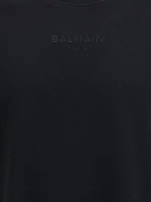 Balmain Basic Design Crewneck Short-sleeve Cotton T-shirt - Black