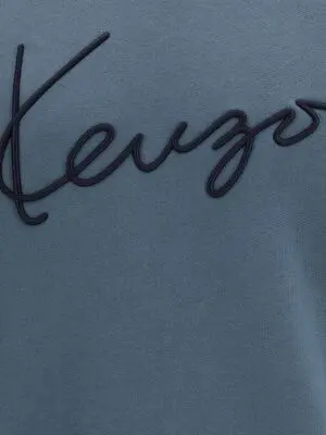 Kenzo Cotton Crewneck Jumper With Contrast Logo - Grey