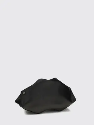 Alexander McQueen Manta Asymmetrical Clutch In Smooth Calfskin With Metal Ring Detail - Black