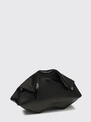 Alexander McQueen Manta Asymmetrical Clutch In Smooth Calfskin With Metal Ring Detail - Black