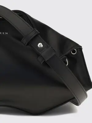 Alexander McQueen Manta Asymmetrical Clutch In Smooth Calfskin With Metal Ring Detail - Black