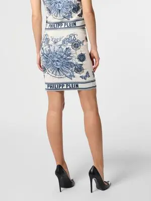 Philipp Plein Wool-blend Knit Pencil Miniskirt - Turquoise