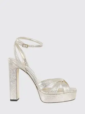 JIMMY CHOO Kove Platform Sandals In Laminated Nappa Leather - Silver