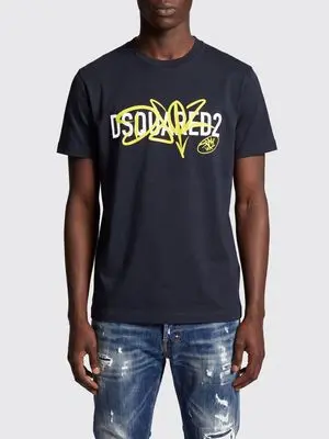 Dsquared2 Slim Fit Cotton T-shirt With Contrasting Logo Print - Black
