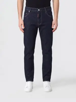 Dsquared2 Mid-rise Straight Fit Jeans In Stretch Cotton Denim - Navy
