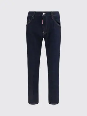 Dsquared2 Mid-rise Straight Fit Jeans In Stretch Cotton Denim - Navy