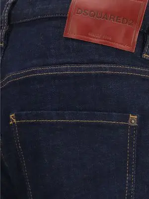 Dsquared2 Mid-rise Straight Fit Jeans In Stretch Cotton Denim - Navy