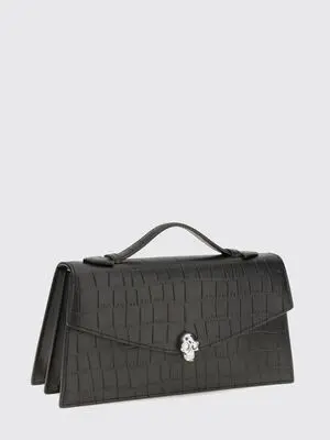 Alexander McQueen Croc-effect Calfskin Handbag With Skull Embellishment