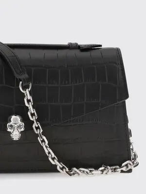 Alexander McQueen Croc-effect Calfskin Handbag With Skull Embellishment