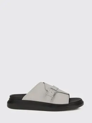 Alexander McQueen Smooth Calf Leather Sandals With Adjustable Strap And Open Toe - Grey