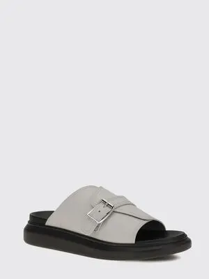 Alexander McQueen Smooth Calf Leather Sandals With Adjustable Strap And Open Toe - Grey