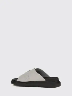 Alexander McQueen Smooth Calf Leather Sandals With Adjustable Strap And Open Toe - Grey