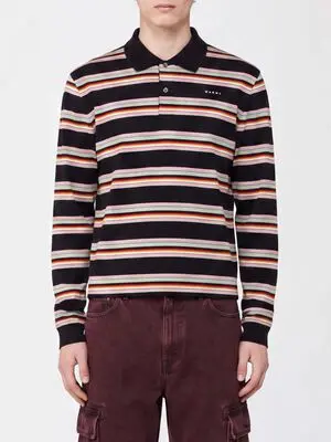 Marni Long-sleeved Striped Cotton Polo Shirt With Contrast Logo - Fa01