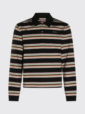 Marni Long-sleeved Striped Cotton Polo Shirt With Contrast Logo - Fa01