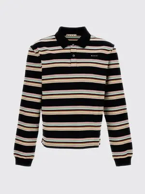 Marni Long-sleeved Striped Cotton Polo Shirt With Contrast Logo - Multicolor