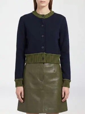 Marni Bi Abstract Wool-blend Crewneck Cardigan - Blue