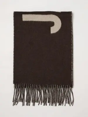 Jacquemus Cotton Scarf With Contrasting Jacquard Logo And Fringed Edges - Brown