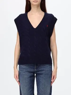 Polo Ralph Lauren Cable Knit Wool And Cashmere V-neck Jumper - Blue