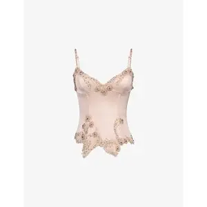 House Of Cb Saloma Bead-embellished Corset Top - Blush
