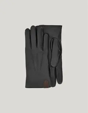 Canali Nappa Leather Gloves With Cashmere Lining - Black