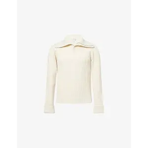 Bottega Veneta High-neck Cashmere And Wool Blend Ribbed-knit Sweater - Parchment