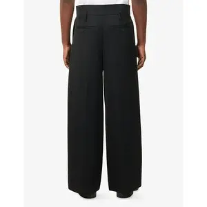 Simone Rocha Peeling-waist Wide-leg Wool-blend Trousers