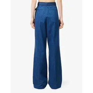 Paige Belted Cotton And Linen Wide-leg Trousers