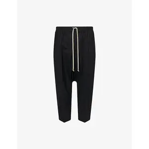 Rick Owens Cropped Drawstring Wool Trousers - Black
