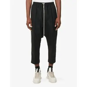 Rick Owens Cropped Drawstring Wool Trousers