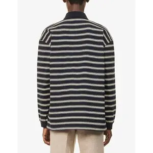 Bottega Veneta Striped Cotton Piquet Polo T-shirt - Night/beige/chalk