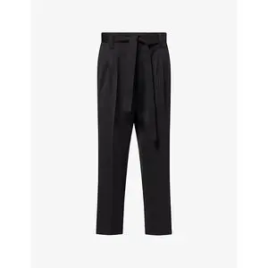 THE COUTURE CLUB Tailored Barrel-leg Woven Trousers - Black