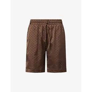 THE COUTURE CLUB Jacquard-pattern Relaxed-fit Woven Shorts - Brown