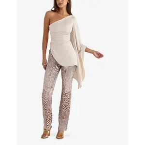House Of Cb Nicolette Asymmetric One-sleeve Top
