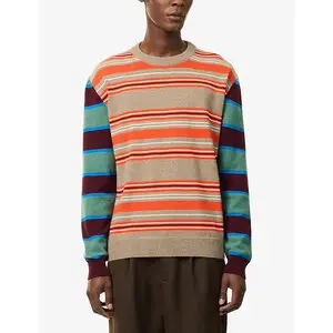 Paul Smith Crewneck Striped Wool-and-cotton Jumper