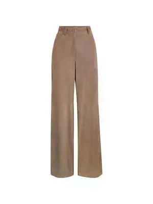 Brunello Cucinelli Suede Baggy Trousers With Monili Embellishment