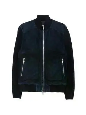 Eleventy Suede Panelled Ribbed-knit Jacket