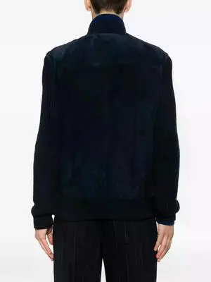 Eleventy Suede Panelled Ribbed-knit Jacket