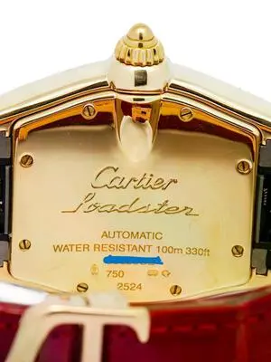 Cartier Roadster 37mm Automatic Watch With Silver-tone Dial And Burgundy Leather Strap