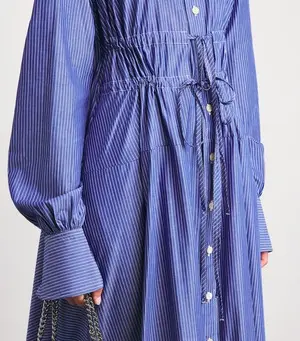 Palmer//harding Cotton Poplin Striped Maxi Dress - Blue