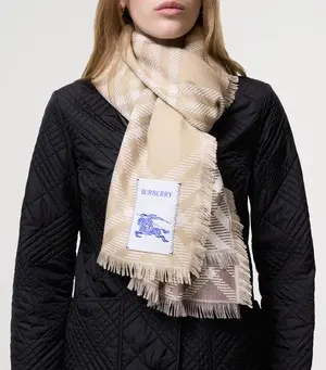 Burberry Wool Silk Gradient Check Scarf