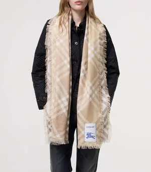 Burberry Wool Silk Gradient Check Scarf
