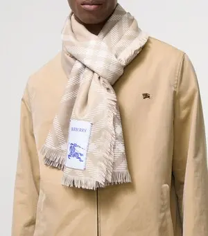 Burberry Wool Silk Gradient Check Scarf